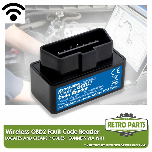 WIRELESS OBD2 CODE Reader for Piaggio. Diagnostic Scanner Engine Light ...