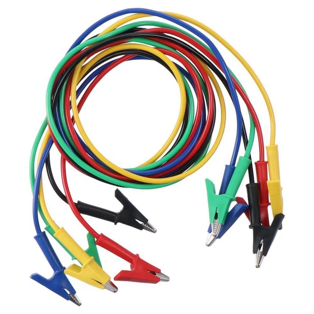 5PCS 5 COLORS Test Leads 1000V/19A Crocodile Wire Cable Electrical ...