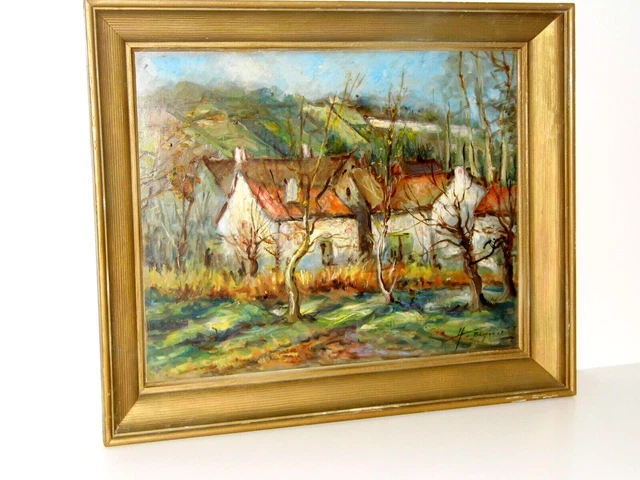 TABLEAU RARE SIGNE H.blynier 1935 Impressionniste Hsp Paysage Alpestre ...