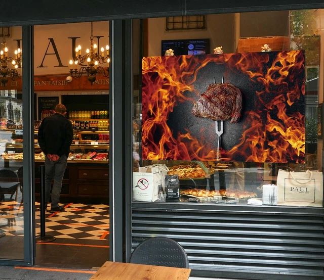 ADESIVI PER FINESTRA griglia 3D Kebab Shop BBQ N2282 vinile carta da ...