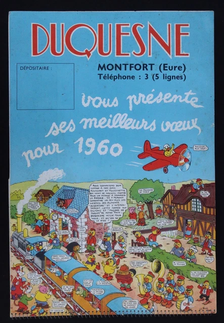 CALENDRIER 1960 DUQUESNE Monfort Eure illustrateur Jean-Louis PESCH BD ...