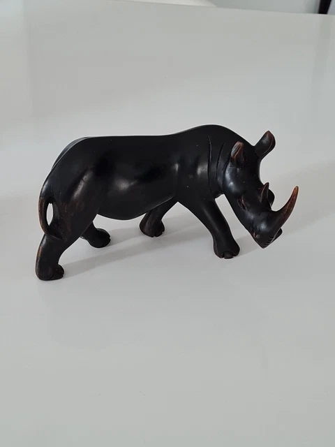 RHINOCÉROS EN BOIS 18cm ART AFRICAIN ? FIGURINE ANCIENNE ? OBJET ETHNIQUE STATUE EUR 49,00 ...