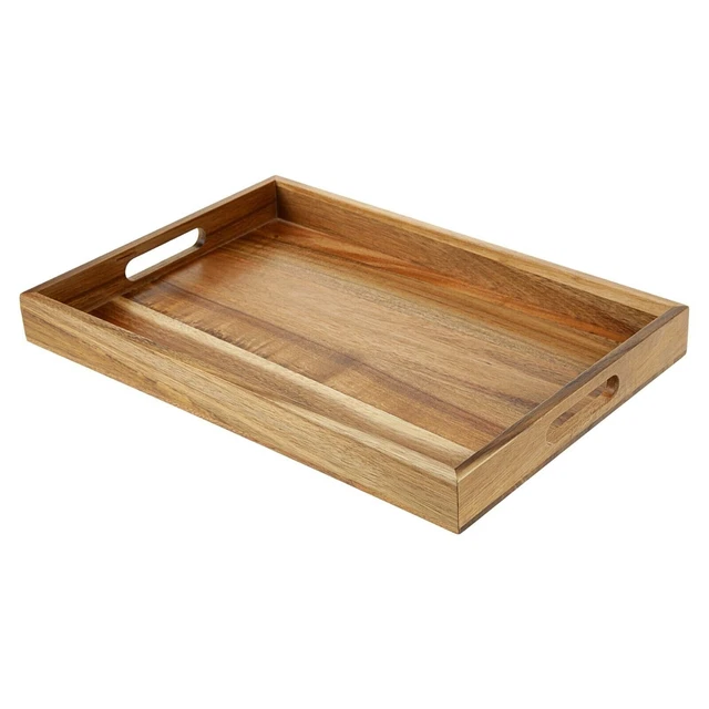ACACIA WOOD SERVING Tray with Handles, Patters for Serving Food Party ...