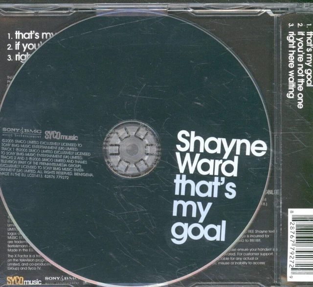 SHAYNE WARD THAT'S My Goal CD Europe Syco 2005 b/w if you're not the ...