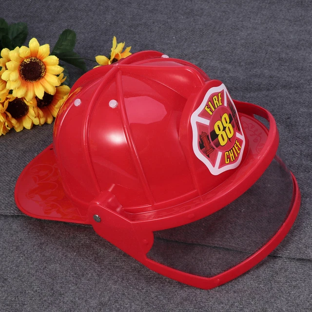 FIREMAN COSTUME KIDS Red Firefighter Hat Safety Creative Educational ...
