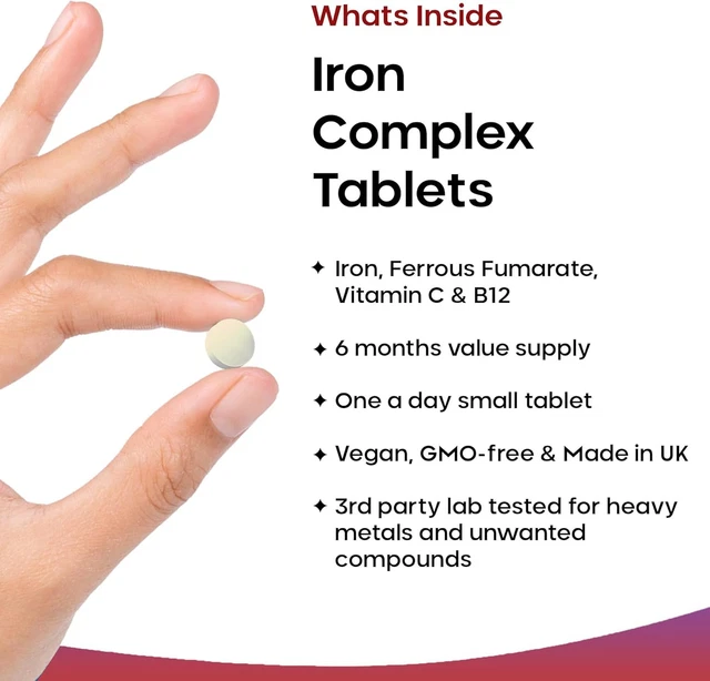 IRON TABLETS HIGH Strength Complex -18mg Iron Supplements (6 Months ...