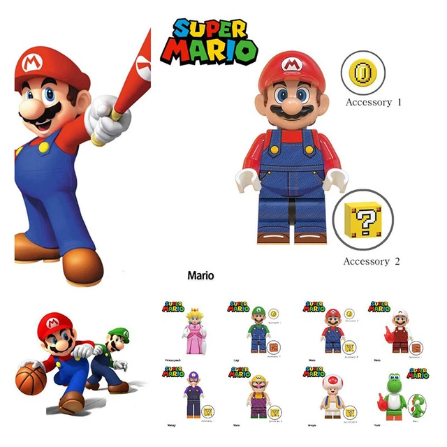 SUPER MARIO BROS Assembled Building Blocks Luigi Wario Waluigi Kids ...