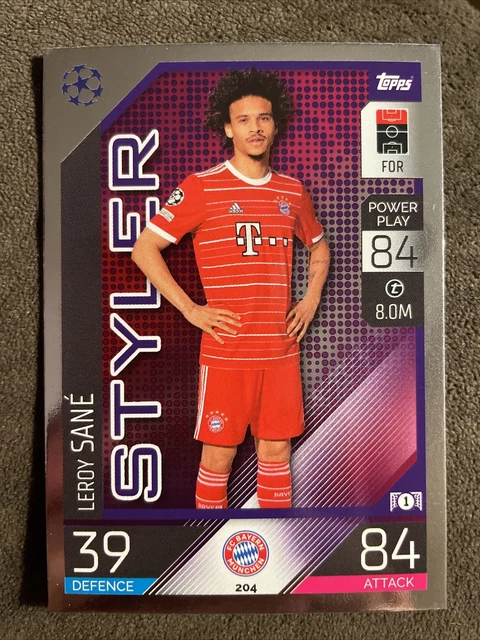 2022-23 TOPPS MATCH Attax Leroy Sane Styler 204 FC Bayern Munich EUR 2 ...