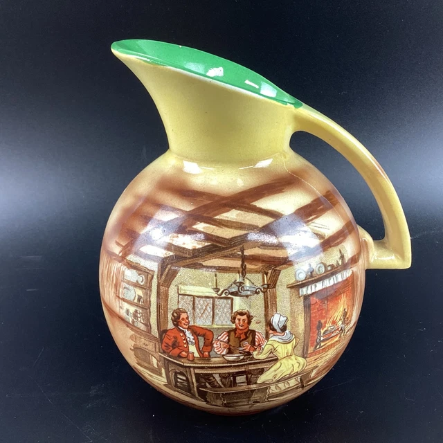 1930S FALCON WARE Hand painted Jug, Tavern Scenes T. Lawrence 5138 (S15 ...
