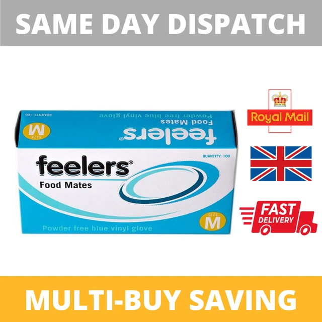 FEELERS FOODMATES POWDER-FREE Vinyl Gloves Blue - Box of 100 - Size ...