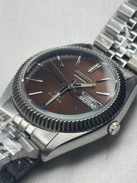 SEIKO DX AUTOMATIC Analog Day/Date Fluted Bezel Men Wrist Watch Japan ...