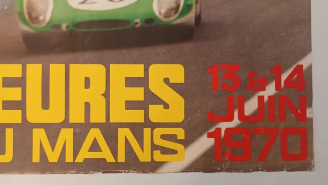 Affiche Origine Des 24 Heures Du Mans 1970 40 X 58 Cm 24h00 Of Le