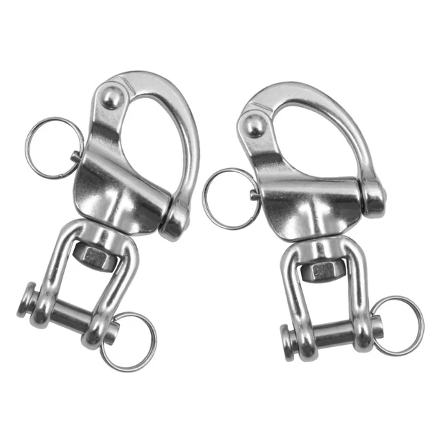 2 PCS MARINE Shackle Spring-loaded Hook Carabiner Clip for Boat Anchor ...