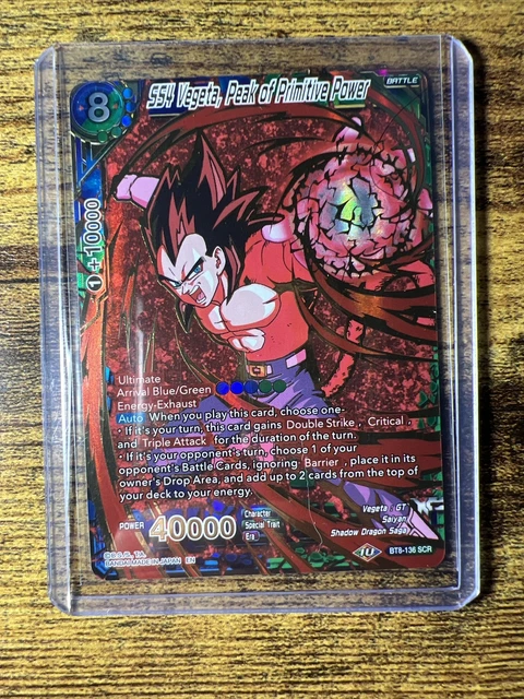 DRAGON BALL SUPER Card SS4 Vegeta, Peak Of Primitive Power BT8-136 SCR Alt Art EUR 27,56 ...