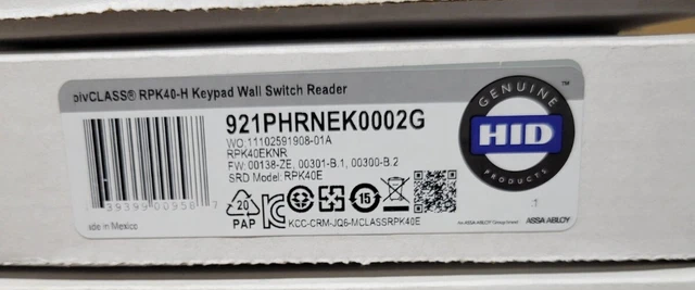 HID 921PHRNEK0002D PIVCLASS RPK40-H Smart Card Reader With Keypad $433. ...