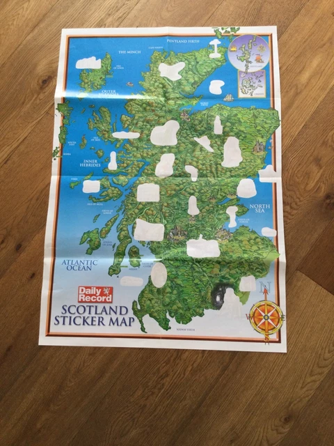 SCOTLAND STICKER MAP, full size poster and 6 lots of stickers in good ...