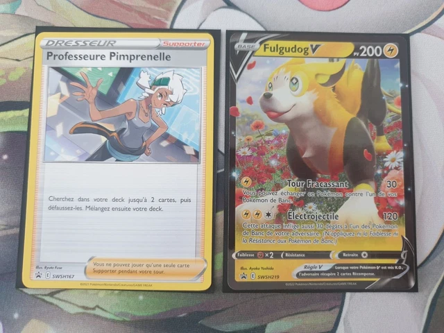 CARTE POKEMON FULGUDOG V SWSH219 PROMO + Professeure Pimprenelle PROMO ...