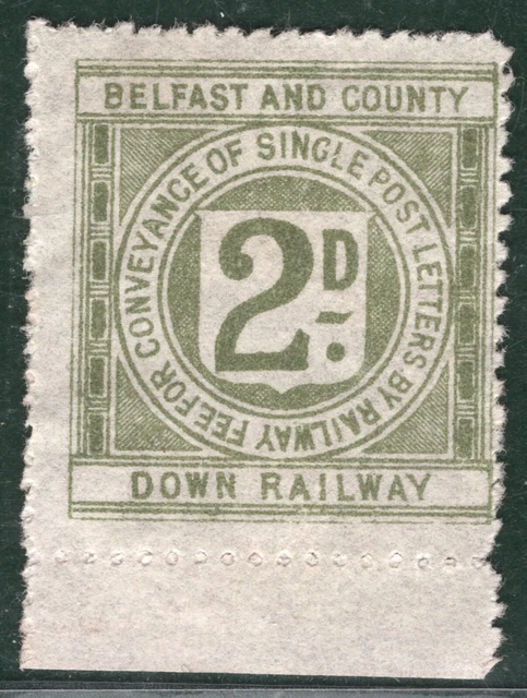 GB IRELAND B&CDR RAILWAY Letter Stamp 2d Belfast & County Down Mint MNG ...