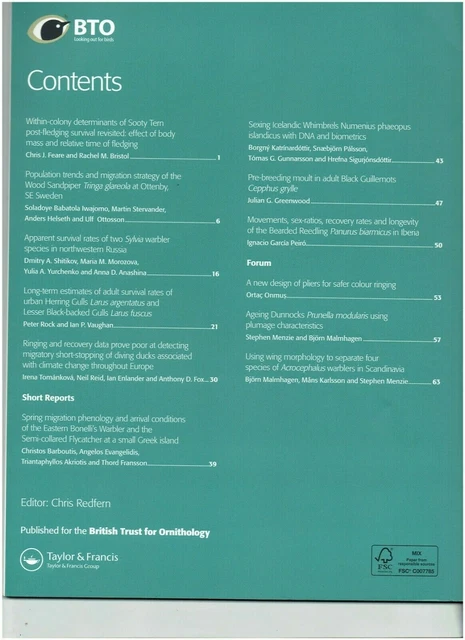 BIRD RINGING AND Migration June 2013 - Bto Journal - Sooty Tern / Wood ...