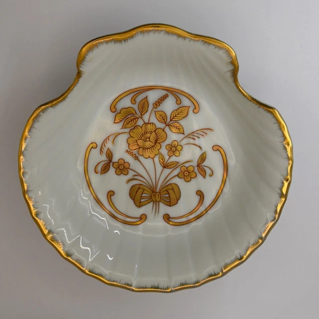 RARE VINTAGE GOLD Ceramic Matson Roses Pedestal Shell Dish Antique ...