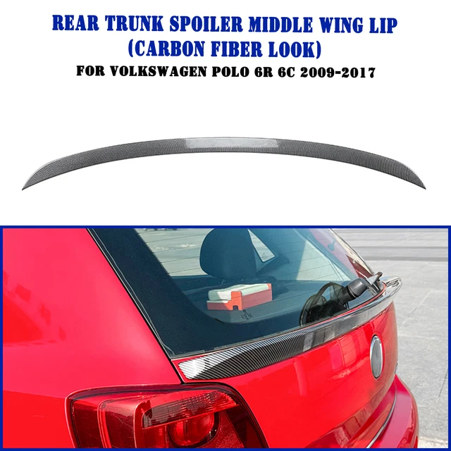CARBON FIBER LOOK Rear Spoiler Lip Roof Wing For Volkswagen Polo 6R 6C ...
