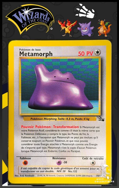 CARTE POKÉMON METAMORPH 18/62 Edition 2 ED2 RARE Unlimited Fossile ...