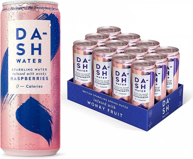 DASH WATER RASPBERRY - 12 x Flavoured Sparkling Spring £13.64 - PicClick UK