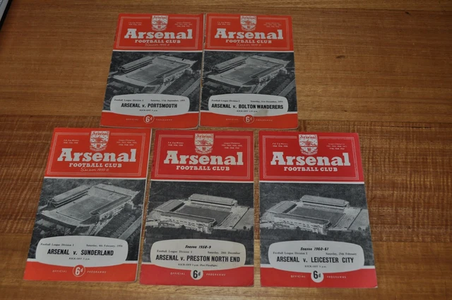 ARSENAL FOOTBALL CLUB programmes 1955-61, 5 in total £12.99 - PicClick UK