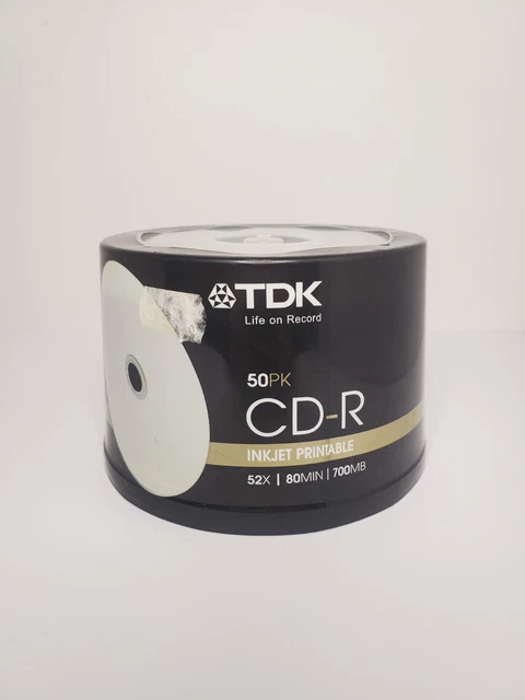 TDK 50 WHITE Printable Blank CD-R Media 52X 80 Min 700 Mb $21.90 ...