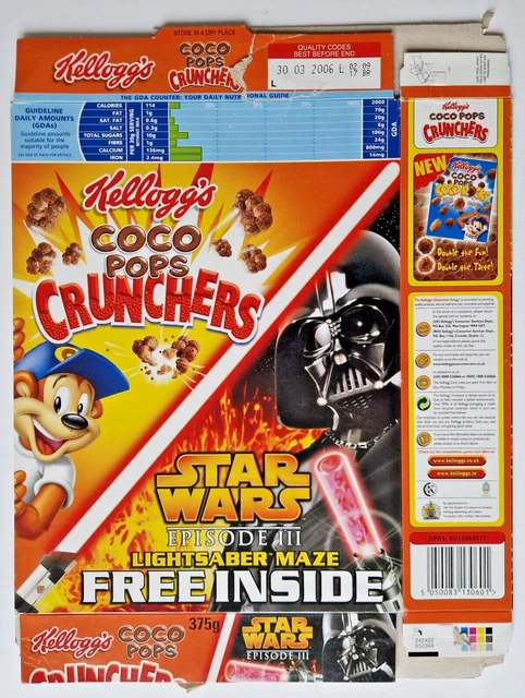 2005 KELLOGGS CEREAL Coco Pops Star Wars Lightsabre Maze Games Packet £ ...
