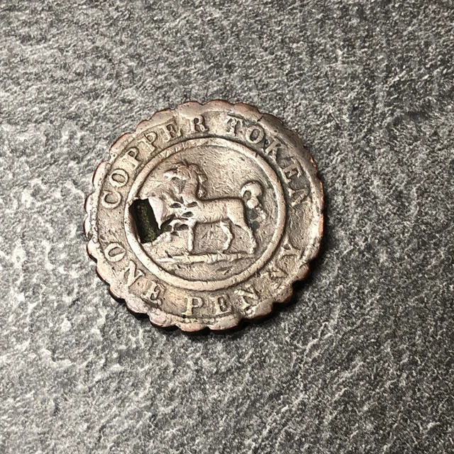 1812 COPPER TOKEN One Penny “Birmingham South” Dirty/ Worn but is 222 ...