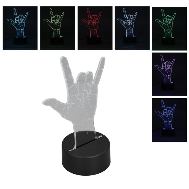 3D SIGN LANGUAGE I Love You Light LED 7 Colors Romantic Lamp Touch ...