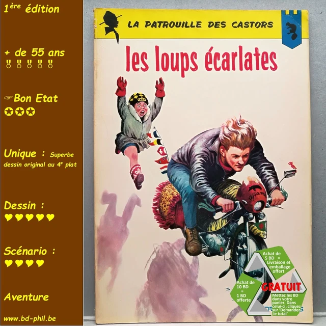BD PATROUILLE CASTORS, 11, Les loups écarlates Mitacq Charlier EO 1964 ...