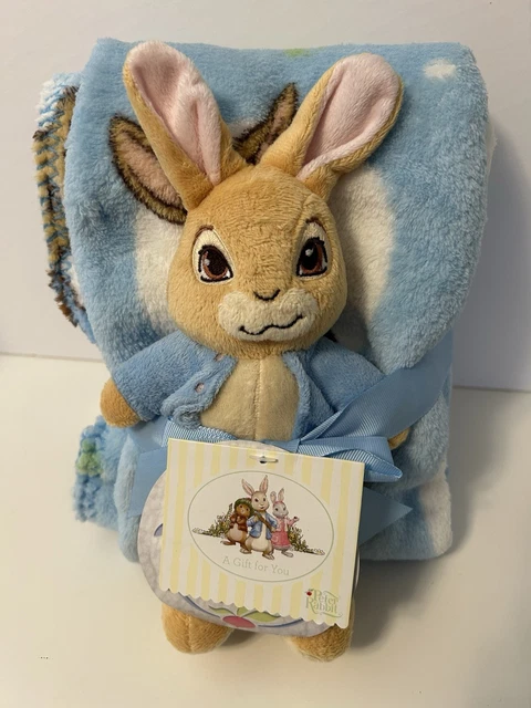 NEW NICKELODEON PETER Rabbit Bunny PLUSH & Baby BLANKET Throw Gift Set ...