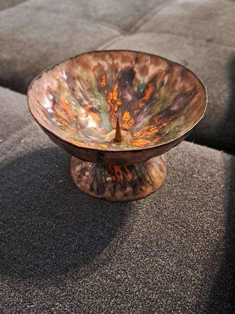 ANCIEN PIQUE CIERGE Emaux Limoges Signé Duban Et Christel Art Déco ...