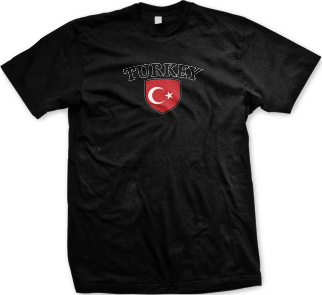 TURKEY FLAG CREST Turkish Turkiye National Soccer Football Pride Mens T ...