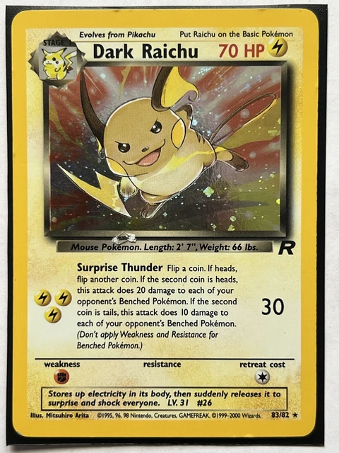 DARK RAICHU 83/82 Team Rocket Holo Tourbillon Illimité Pokémon JCG #2 ...