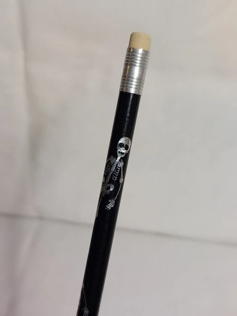 VINTAGE 1990S BLACK Silver Halloween Skeleton Pencil Unsharpened White ...