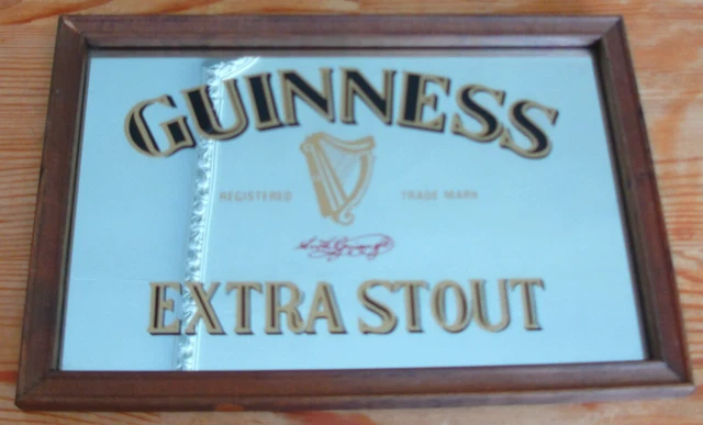 VINTAGE GUINNESS EXTRA Stout Pub Advertising Wall Mirror 29cm x 21cm £ ...