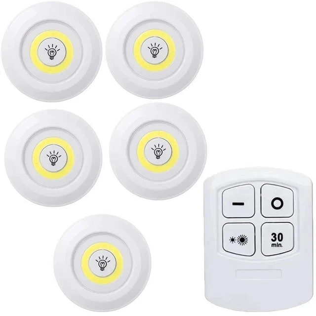 LED UNDER CABINET Light Remote Control Dimmable Wireless Battery Closet ...