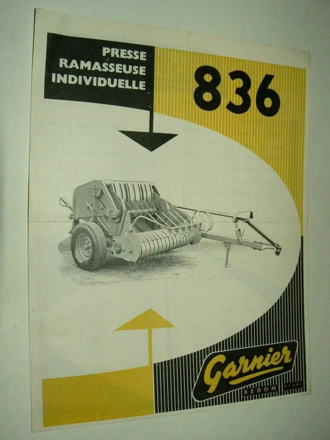 PROSPECTUS PRESS GARNIER 836 (2) tractor brochure tractor prospekt £9. ...