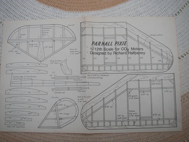 AEROMODELLER PLANS OF Parnall Pixie a peanut scale model 16" span £1.76 ...