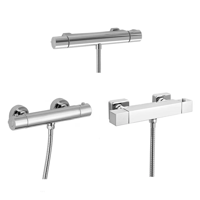 Bathroom Thermostatic Shower Mixer Valve Bar Exposed Chrome Round