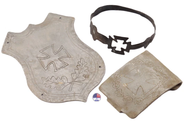 TRENCH ART BUCKLE German bracelet WW1 Shield WWI Iron Cross WW2 Germany ...