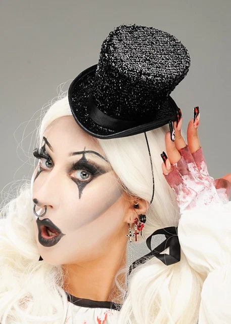 WOMENS HALLOWEEN HORROR Terrifier Art The Clown Style Black Glitter ...