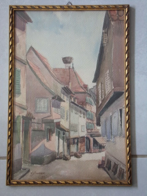 ANCIENNE AQUARELLE VILLAGE Alsacien Signee Scavardai 1935 EUR 80,00 - PicClick FR