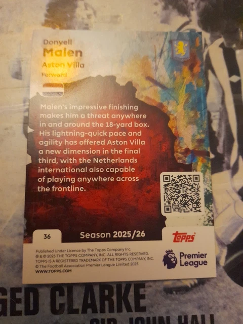 TOPPS PREMIER LEAGUE 2025/2026 Donyell Malen Aston Villa Tekkers £0.81 ...