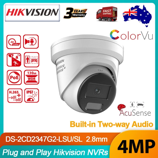 HIKVISION 4MP COLORVU Acusense Turret IP Camera 2-Way Audio DS-2CD2347G2-LSU/SL $290.40 ...