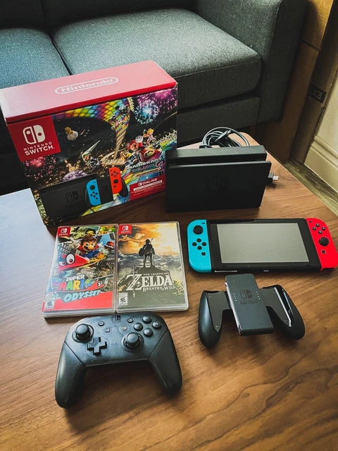 NINTENDO SWITCH NEON Red and Neon Blue Joy-Con Console,Games, And Pro ...