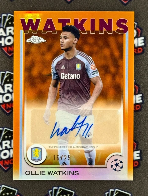 2024-25 TOPPS CHROME UCC - Ollie Watkins /25 Autograph Orange Topps ...